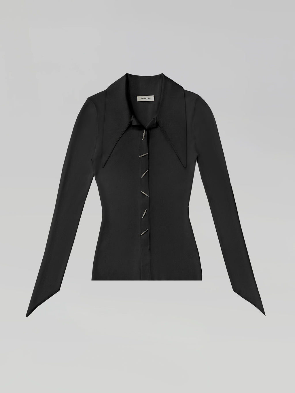 ANGULAR RIBBED-KNIT STITCHES TOP - BLACK – GRACE LING